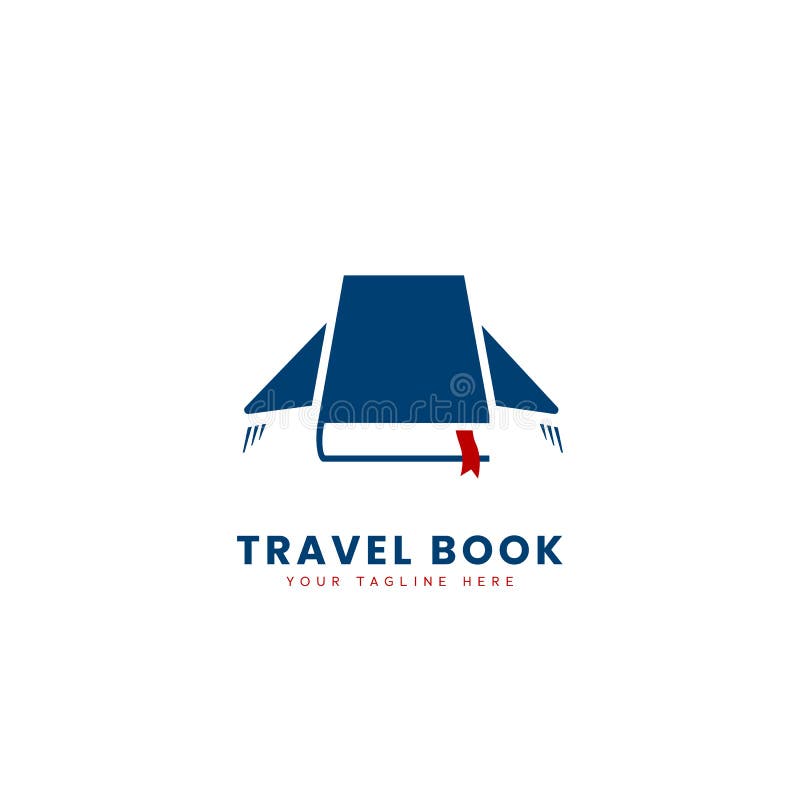 Travel Book Logo with Fly Book Icon As Plane with Wing, Traveling Book ...