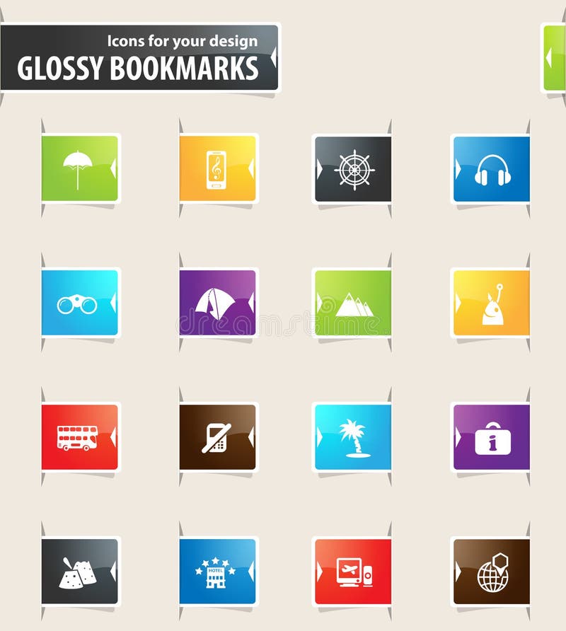 Travel Bookmark Icons stock vector. Illustration of hotel - 89124124