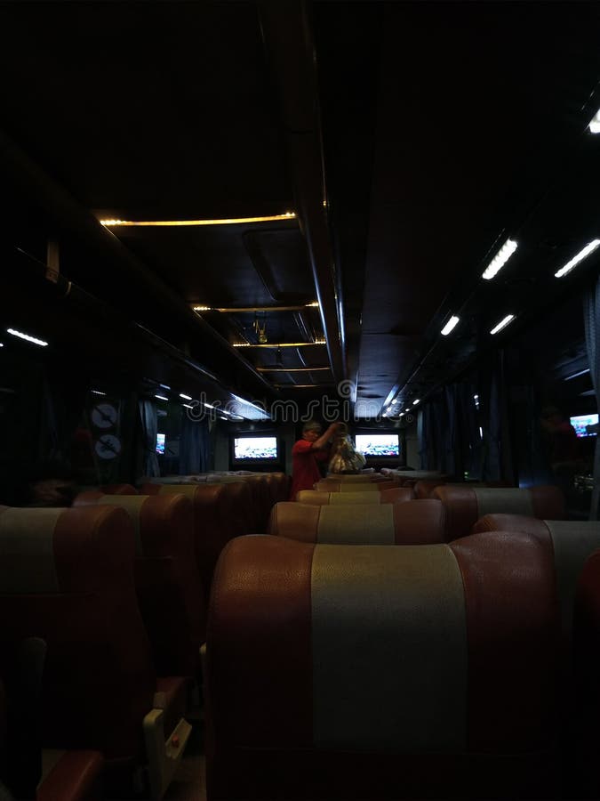 Travel on the Bus at Night with a Silent Mode Editorial Stock Image ...