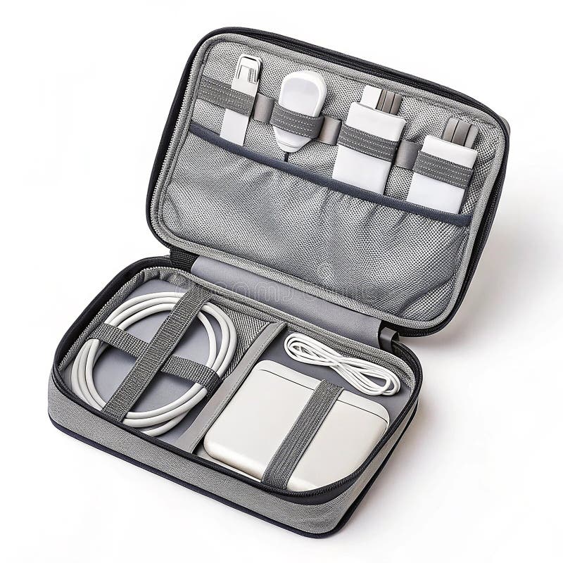 Travel Cable Organizer with Multiple Compartments Stock Illustration ...