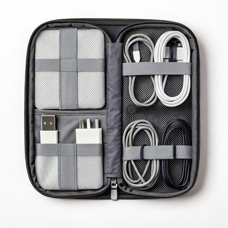 Travel Cable Organizer with Multiple Compartments Stock Illustration ...