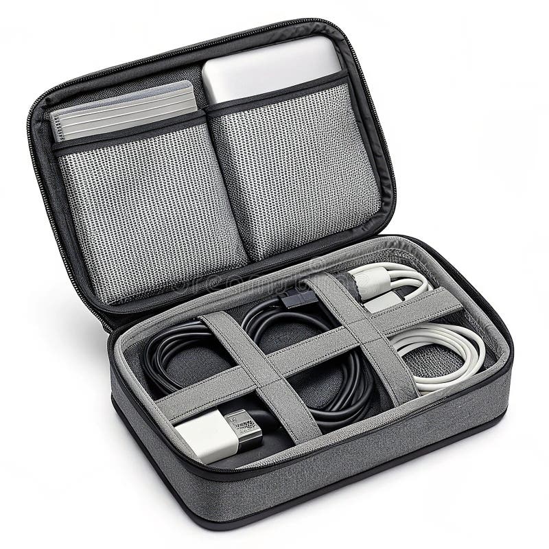 Travel Cable Organizer with Multiple Compartments Stock Illustration ...