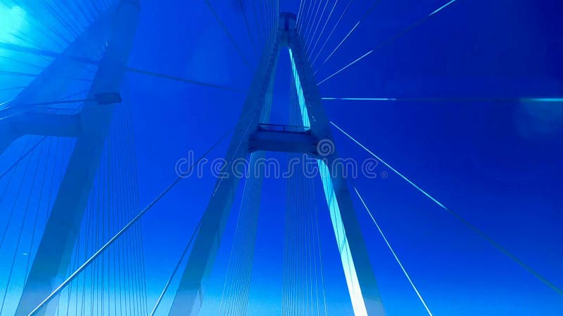 Travel on the Cable Stayed Bridge First Person View. Stock Footage ...