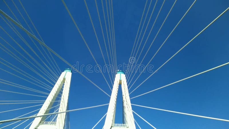 Travel on the Cable Stayed Bridge First Person View. Stock Video ...