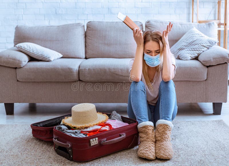 Travel Cancellation. Self-isolation at Home at Coronavirus Stock Photo ...