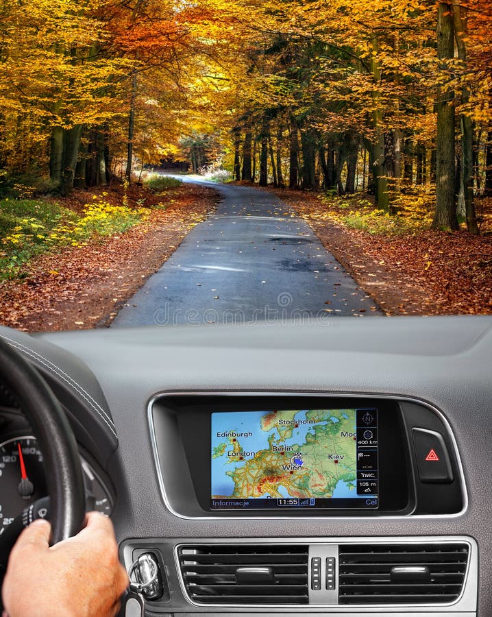 Travel by Car with Navigation System Stock Photo - Image of journey ...