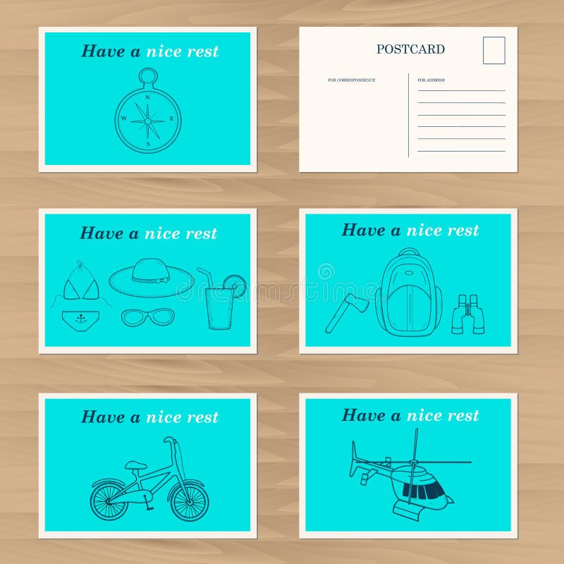 Travel Card Design Template Stock Illustration - Illustration of ...