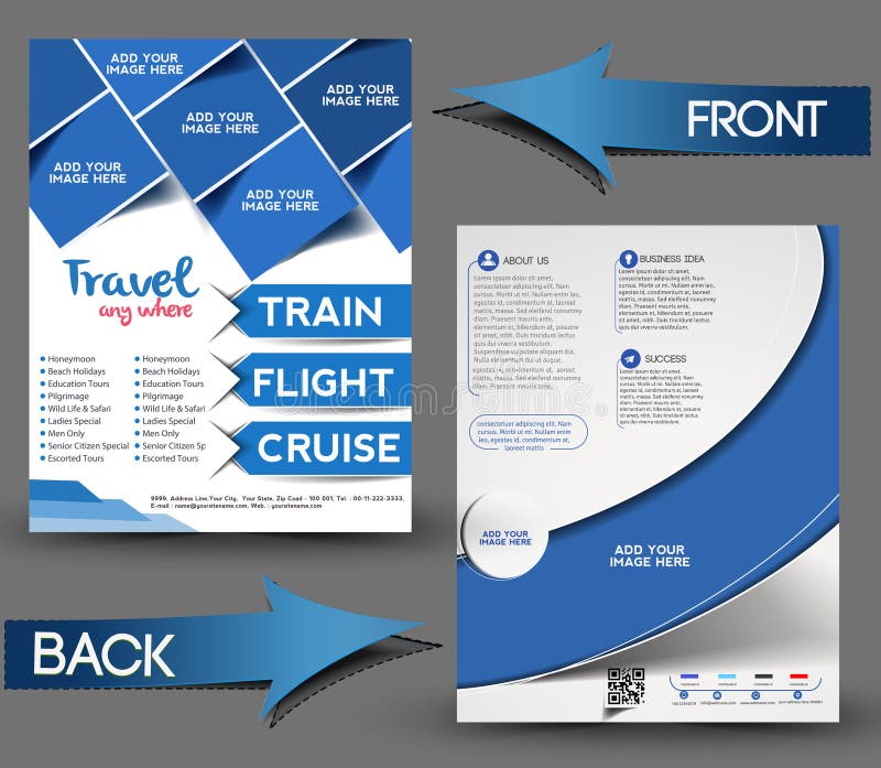 Travel Center Front & Back Flyer Stock Vector - Illustration of leaflet ...