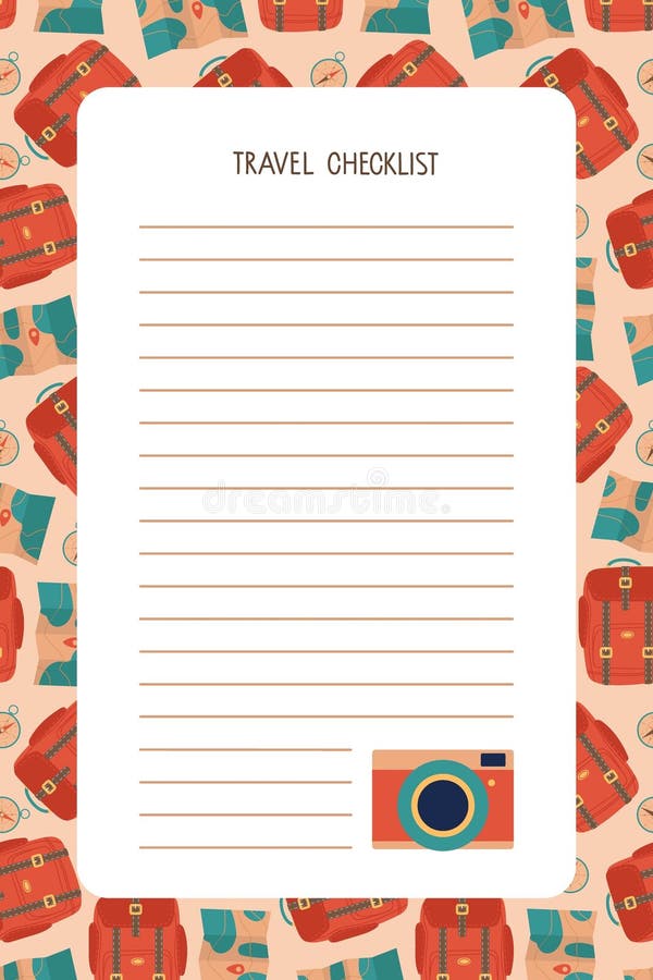 Template for Travel Checklist. Travel Checklist or Packing List for ...