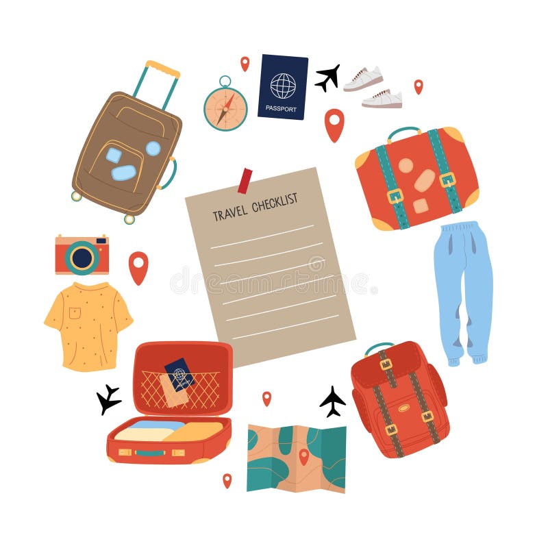 Trip Packing Checklist Stock Illustrations – 603 Trip Packing Checklist ...