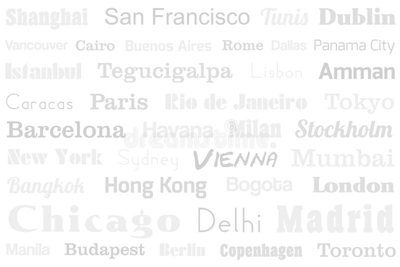 Travel City Names Text Concept Design Stock Vector - Illustration of ...