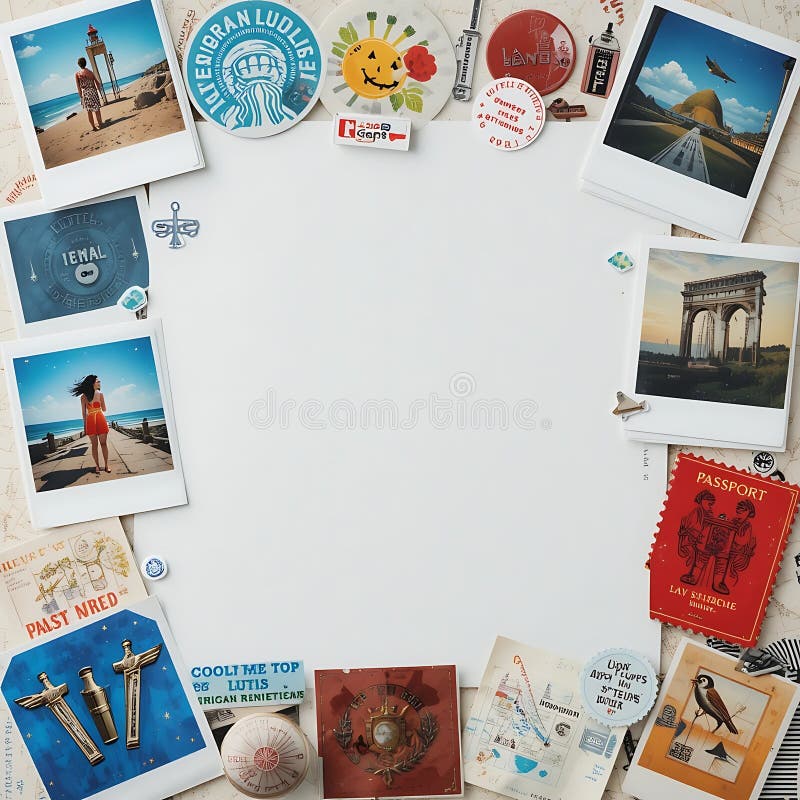 Travel Collage with Blank White Space for Custom Message Stock ...