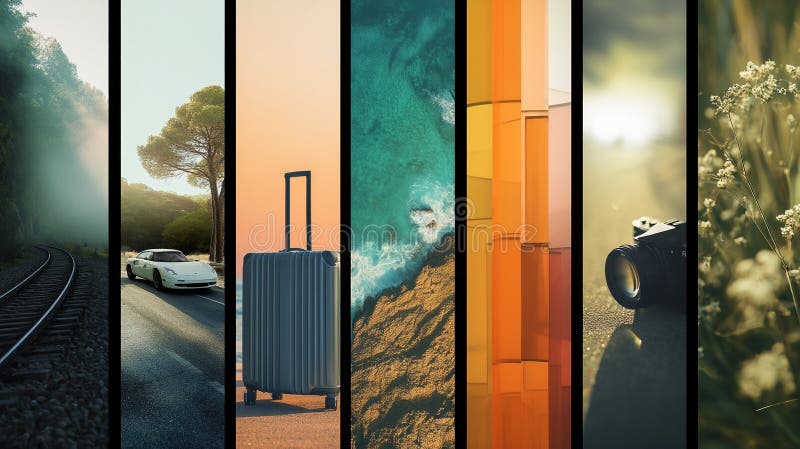Travel Collage with Different Kinds of Scenes Getaways in Cinematic ...