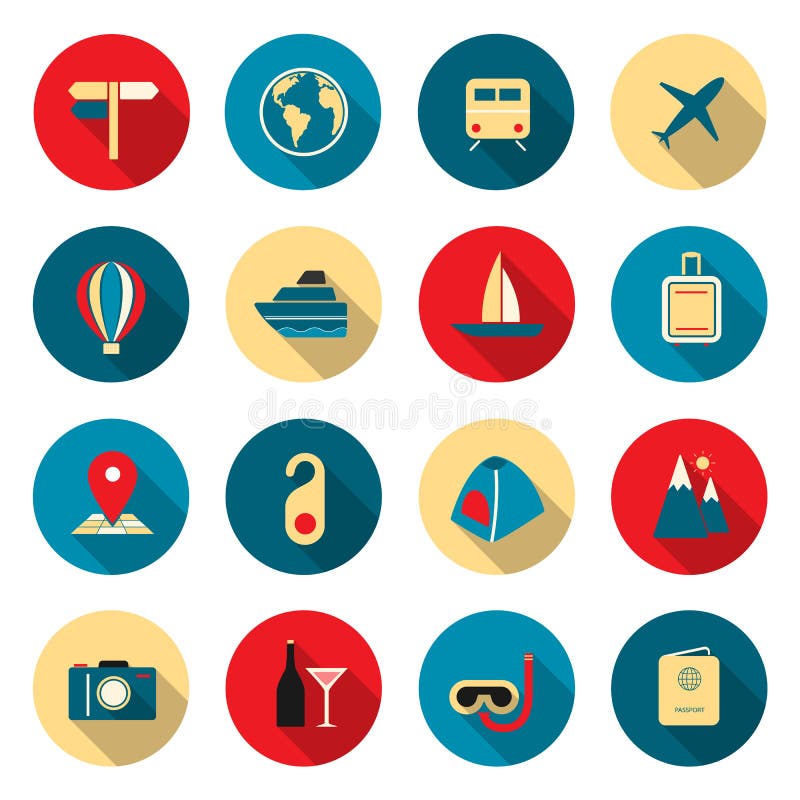 Travel color icons stock vector. Illustration of camera - 68058138