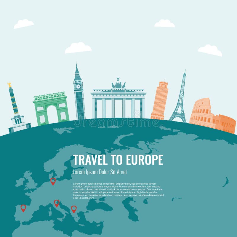 Travel Composition with Famous Europe Landmarks. Vector Stock Vector ...
