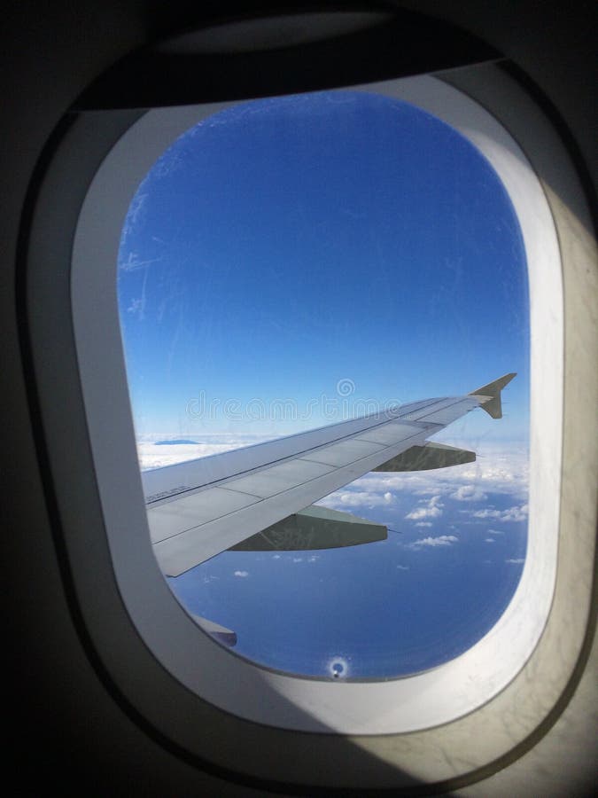 Travel Concept - Looking through Airplane Window Stock Photo - Image of ...