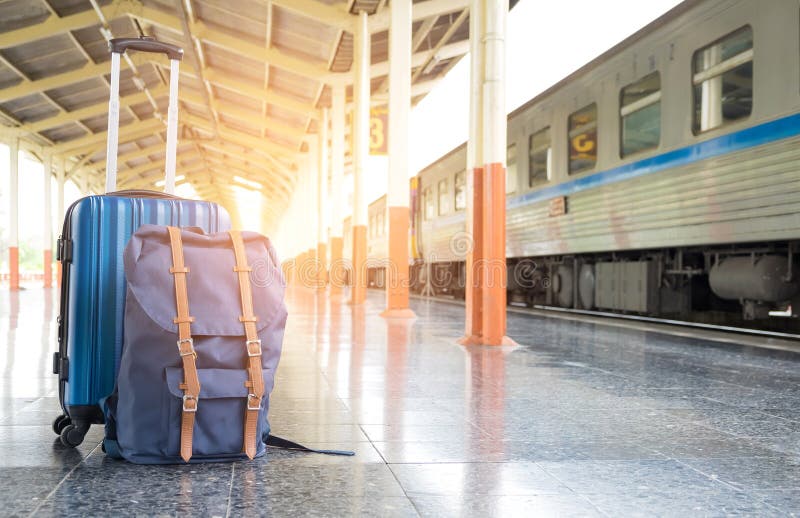 Luggage on a Railway Platform Stock Image - Image of suitcases, travel ...