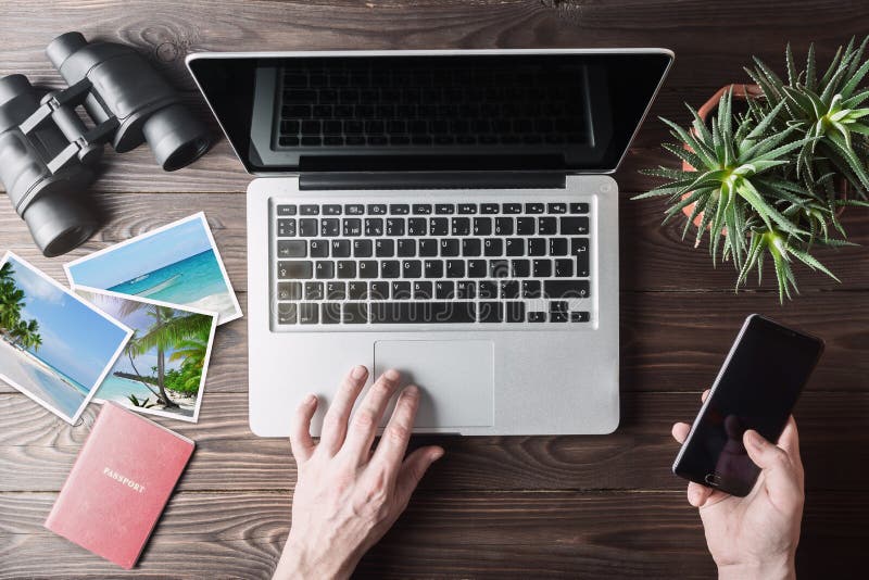 Travel Concept. Planning a Vacation on Computer Stock Image - Image of ...