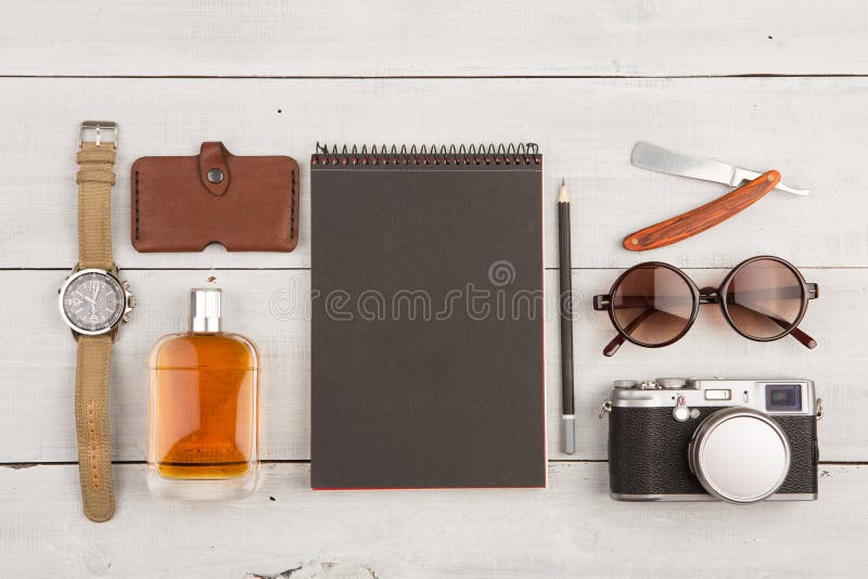 Travel Concept - Set of Cool Stuff with Camera and Other Things on ...