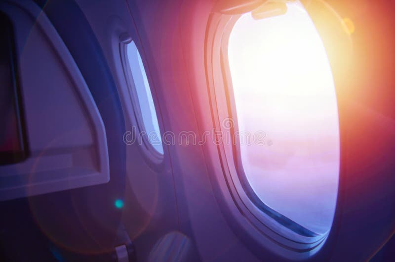 Travel Concept. Sunset through an Airplane Window Stock Image - Image ...