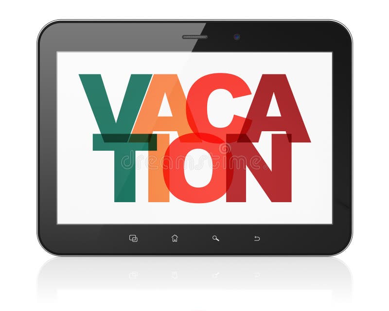 Travel Concept: Tablet Computer with Vacation on Display Stock ...