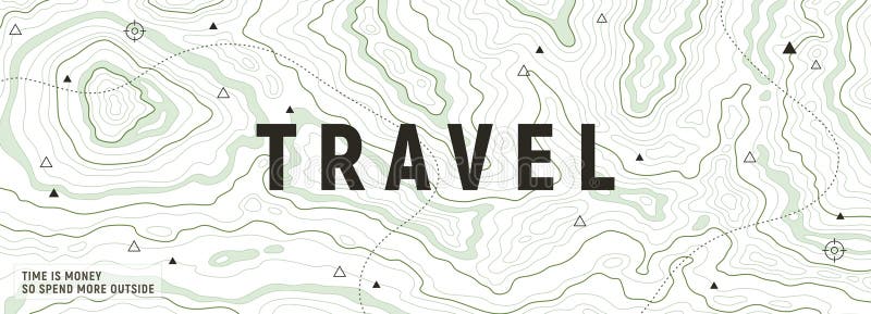 Travel Concept with Topographic Map Background and Hiking Symbols Stock ...