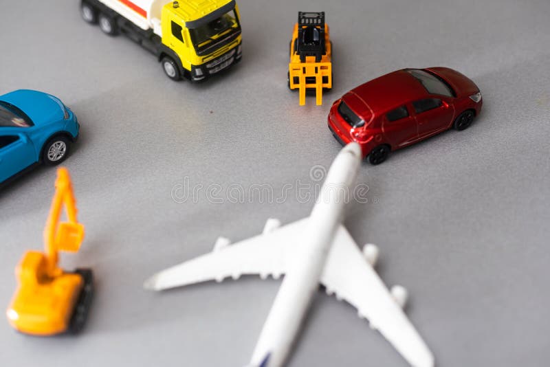 Travel Concept. Toy Model of Car and Airplane. Stock Photo - Image of ...