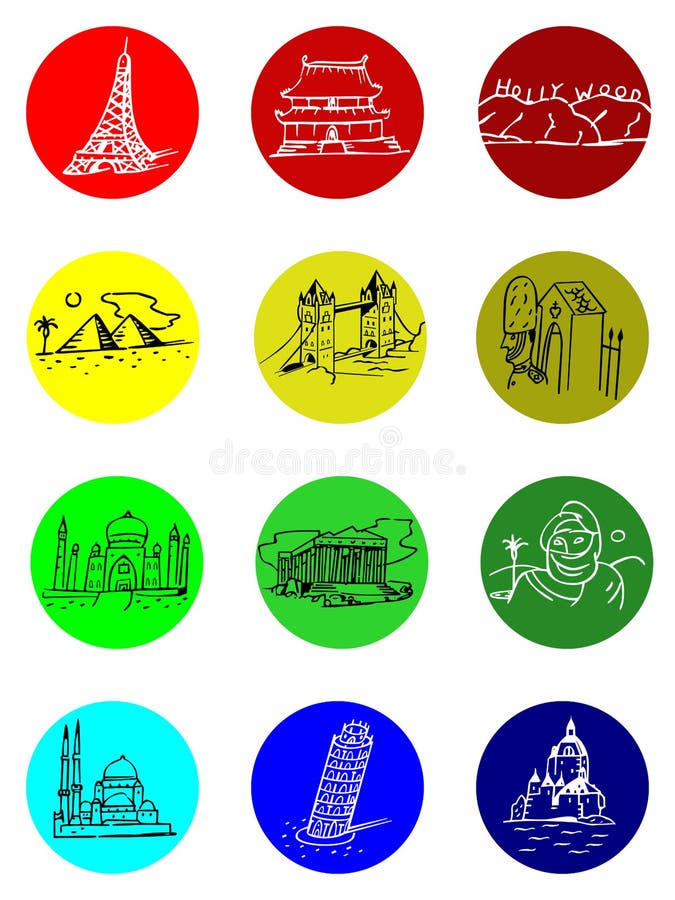 Travel Destination Icons stock illustration. Illustration of mosque ...