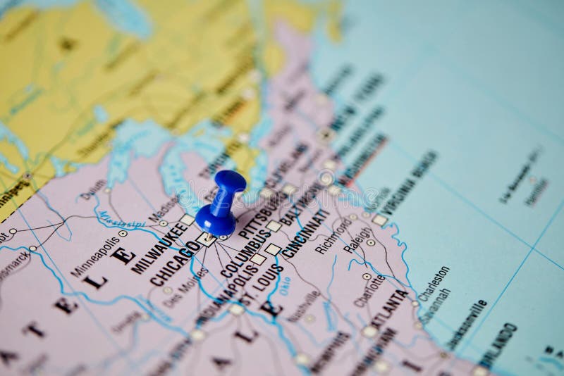 Travel Destination, Pin on Map Stock Photo - Image of location ...