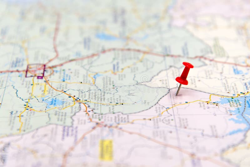 Travel Destination Points on a Map. Stock Image - Image of road ...