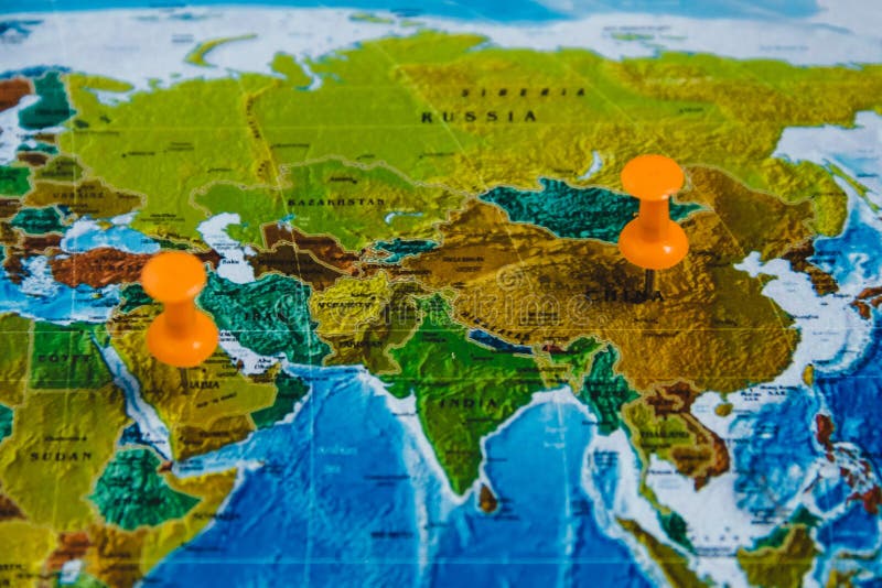 Travel Destination Points on World Map Indicated with Colorful ...