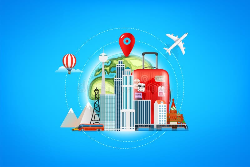 Travel Destinations Concept. Vector Stock Vector - Illustration of ...