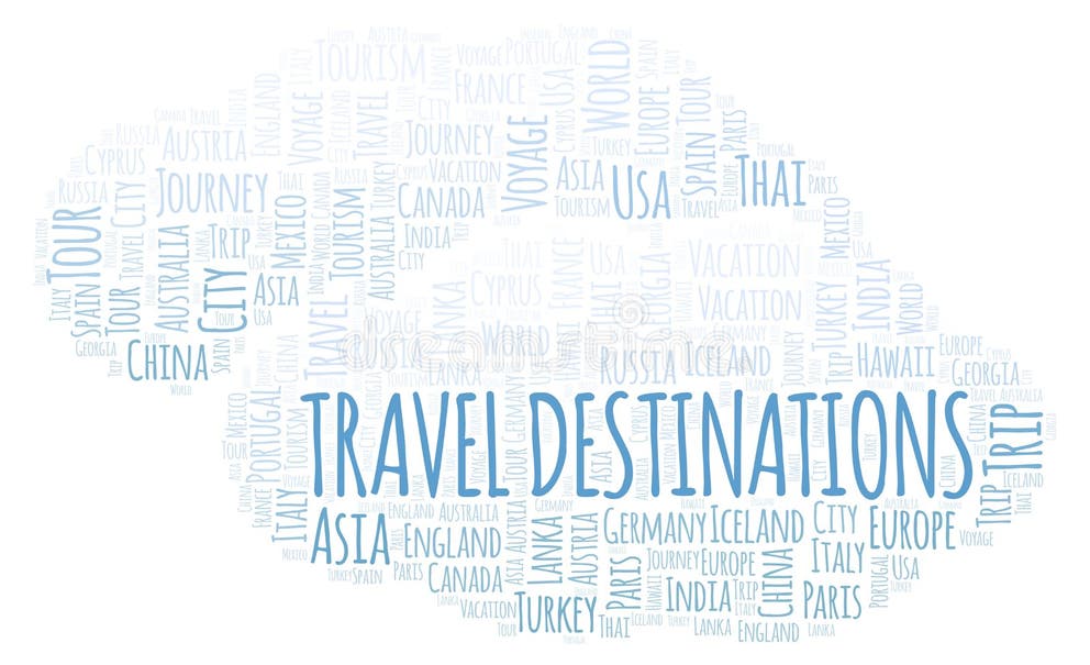 Travel Destinations Word Cloud. Stock Illustration - Illustration of ...