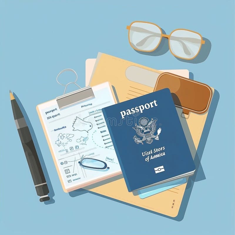 Travel Documents and Passport Illustration Stock Illustration ...