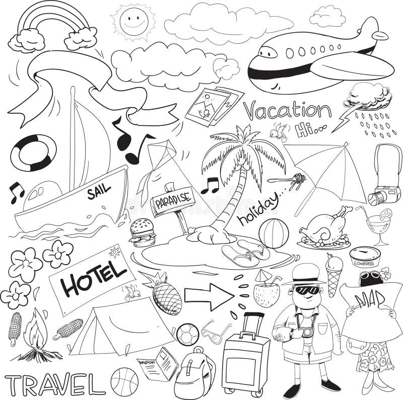 Travel doodle stock illustration. Illustration of hotel - 35055384