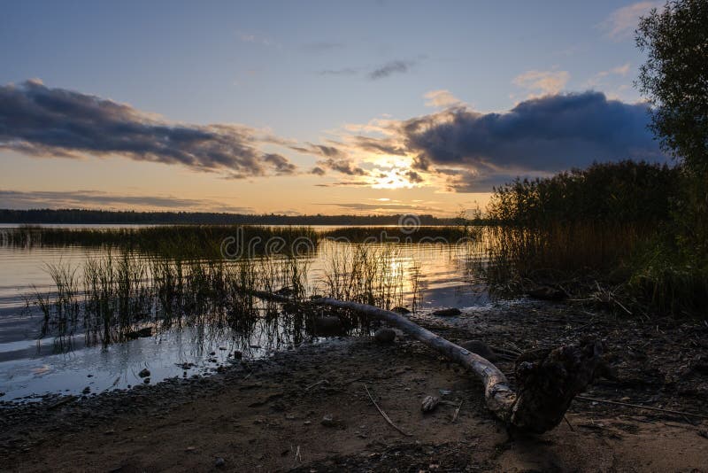Travel on Eastern Europe. View of Calm River and Dramatic Sky on Sunset ...