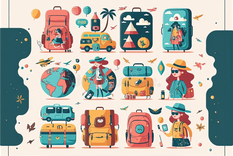 Travel Elements Collection, Beautiful Objects, Travel, Vacation Theme ...