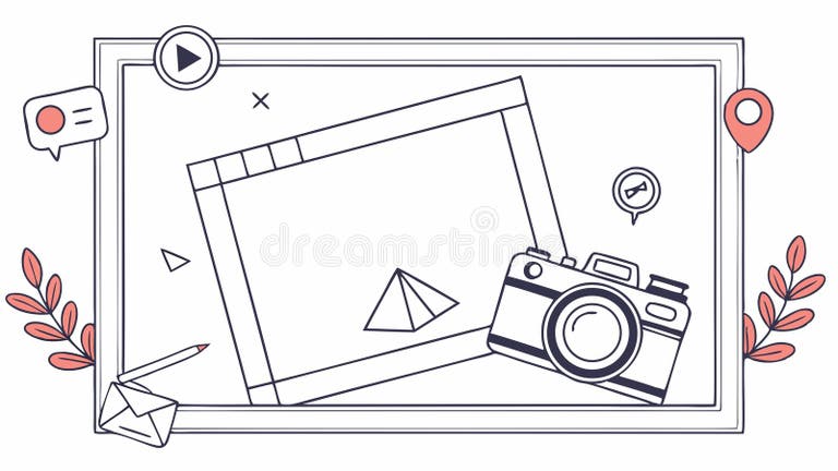 Travel Essentials: Camera, Map, and Compass for Adventure, Vector ...