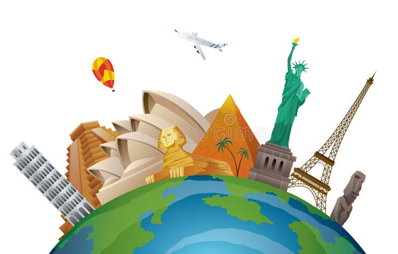 Travel Famous Monuments. Journey Concept of World Countries ...