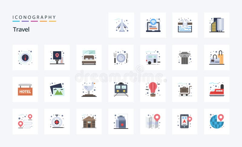 25 Travel Flat Color Icon Pack. Vector Icons Illustration Stock Vector ...