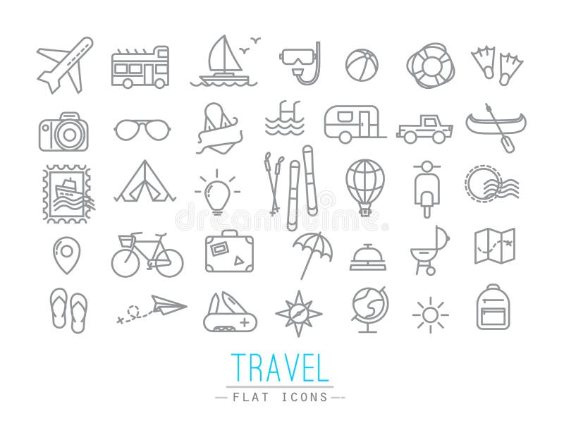 Travel flat icons stock vector. Illustration of ship - 62153678