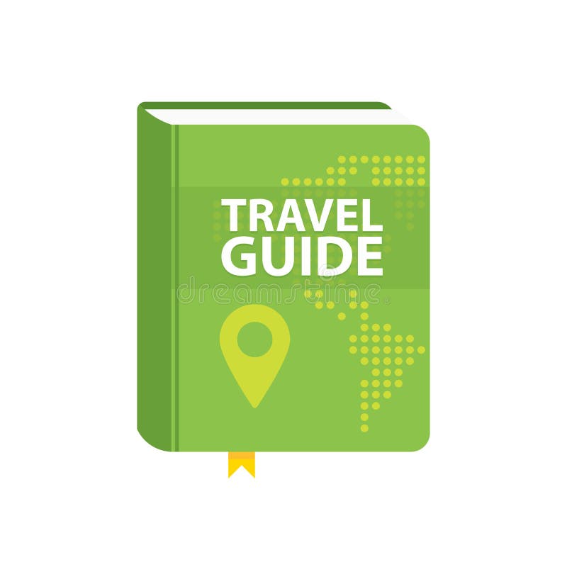 Travel Guide Book Icon. World Map and Pin in Cover Stock Illustration ...