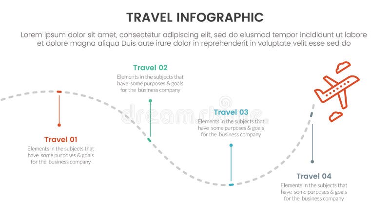 Travel Holiday Infographic with 4 Point Stage Template with Timeline ...