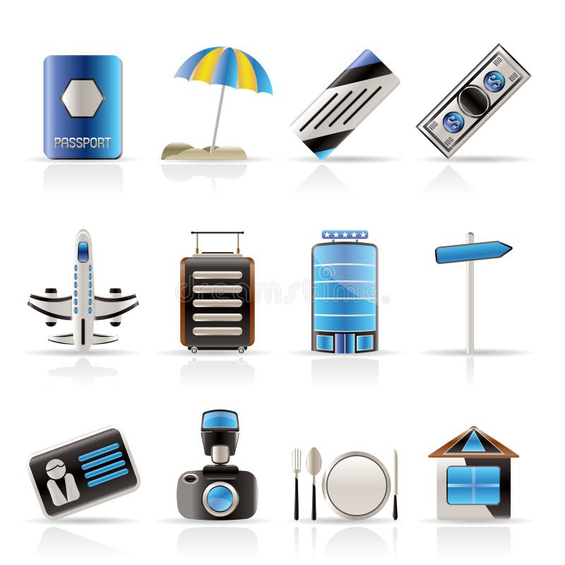 Travel, Holiday and Trip Icons Stock Vector - Illustration of journey ...