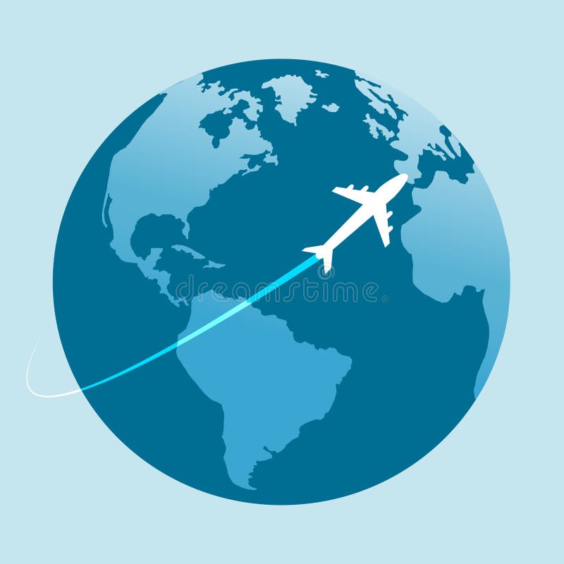 Travel Icon . Airplane Fly Around the Planet Earth Stock Vector ...