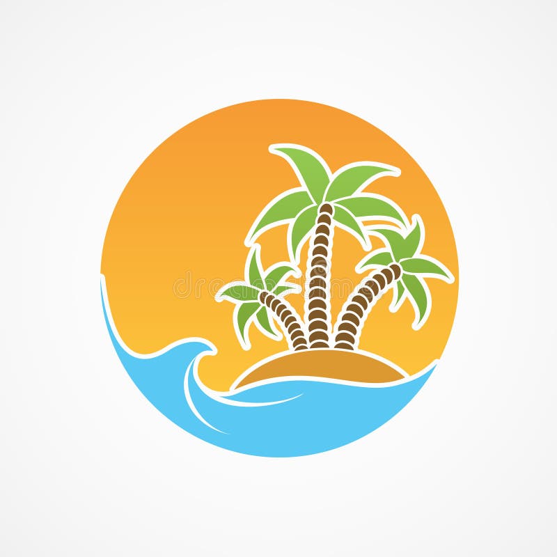 Logo Beach with Palm Trees, the Ocean and the Sun. Stock Vector ...