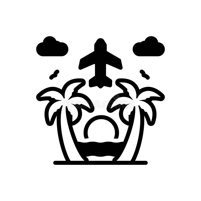 Black Solid Icon for Travel, Flight and Area Stock Illustration ...