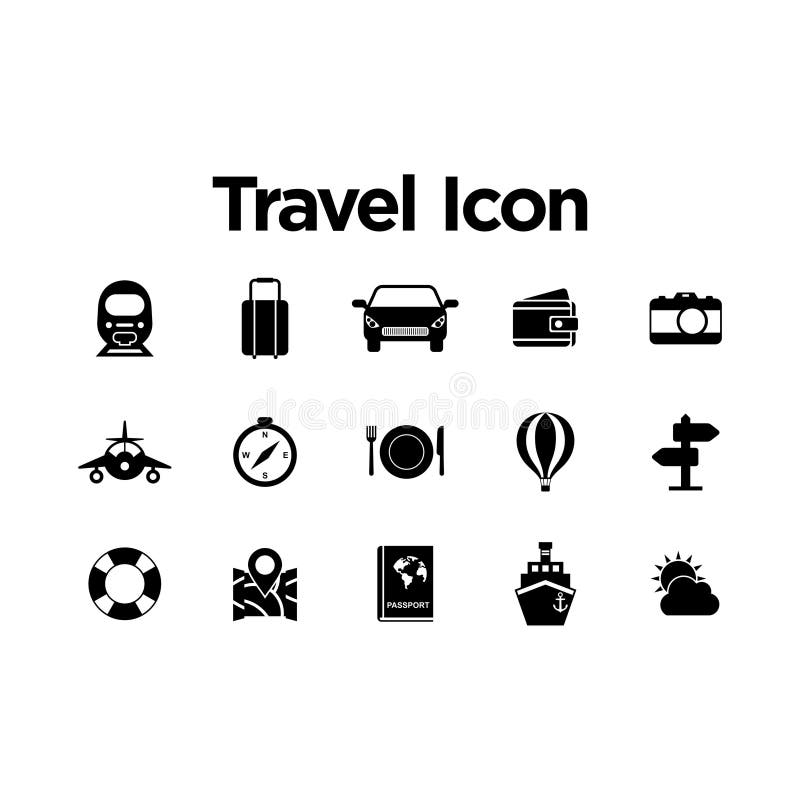 Travel Icon Set stock vector. Illustration of tourism - 58736195