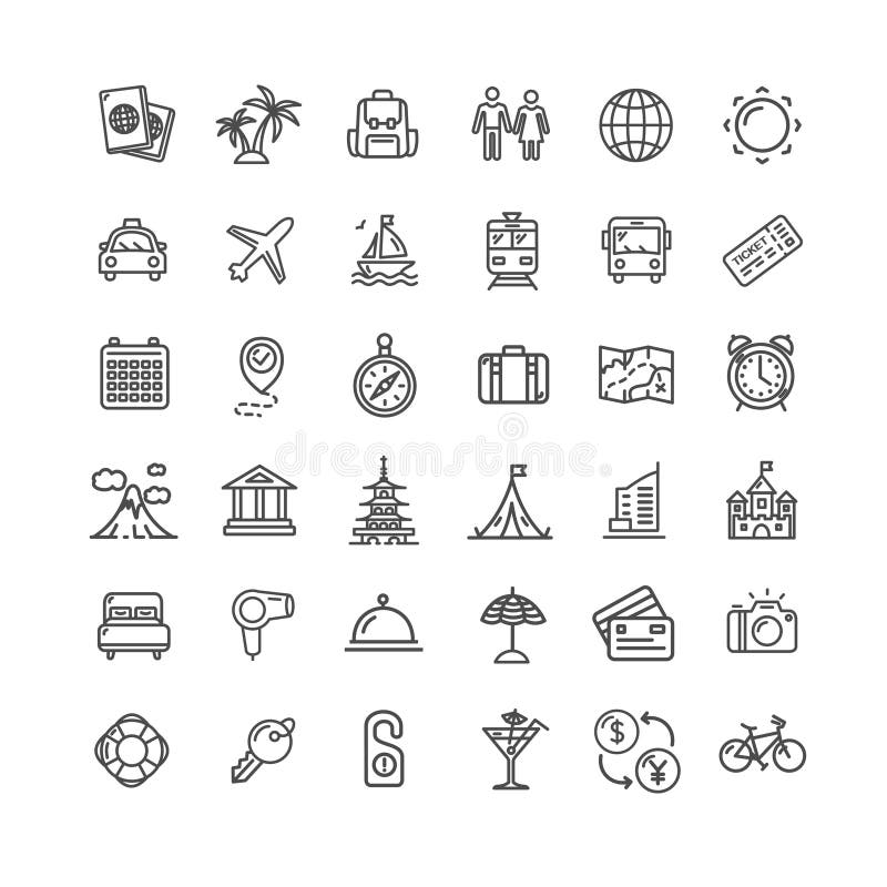 Line Art Travel Icon Set Stock Illustrations – 141,750 Line Art Travel ...