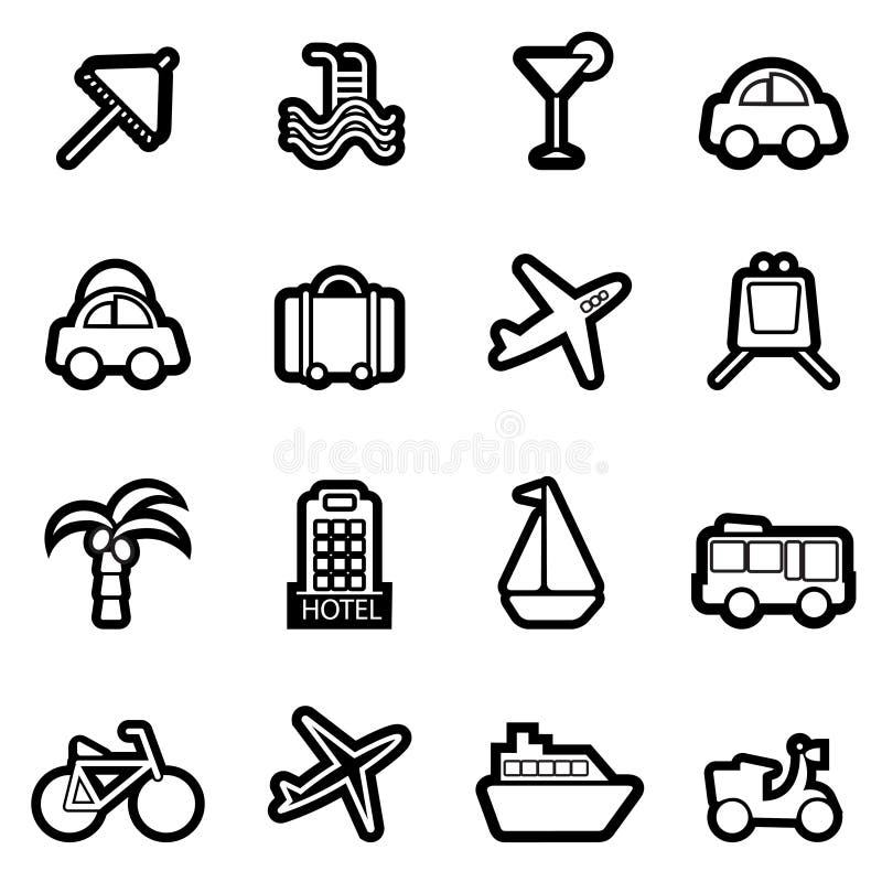 Travel Symbol Line Icon Set Stock Vector - Illustration of ...